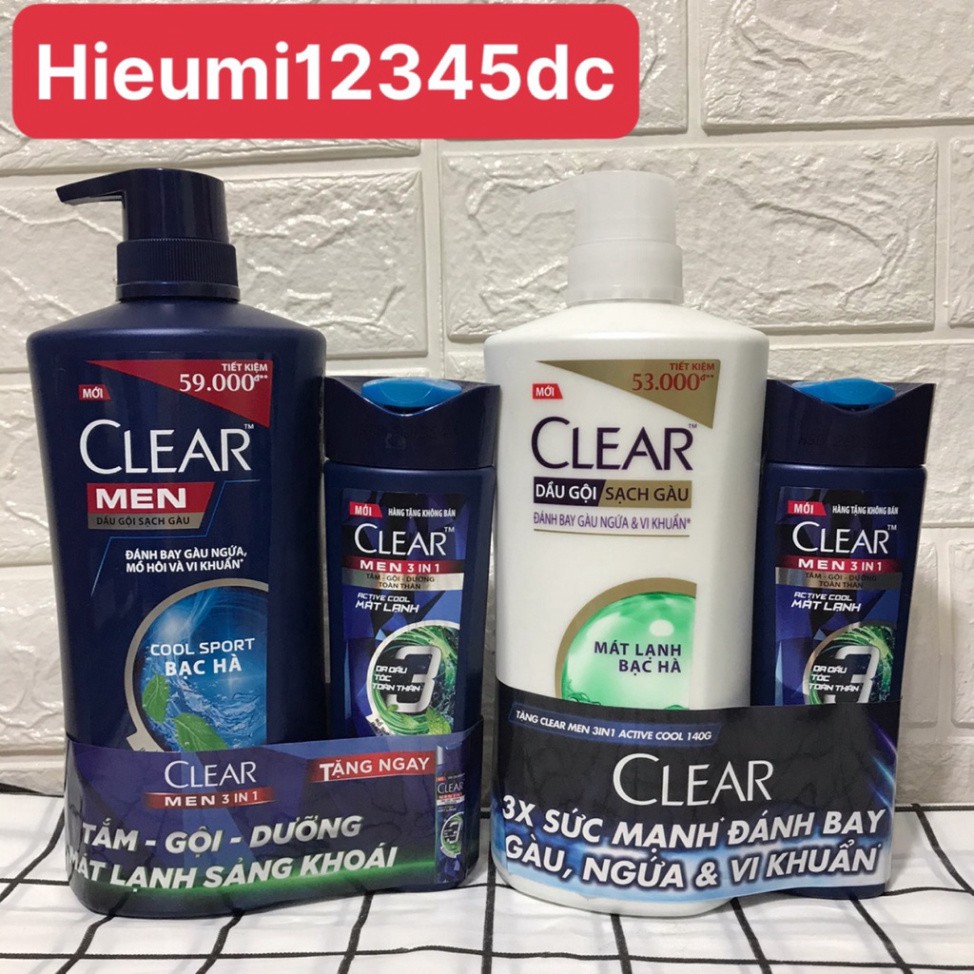 [MUA 1 TẶNG 1] DẦU GỘI CLEAR 630g tặng kèm chai clear men 140g | Shopee ...