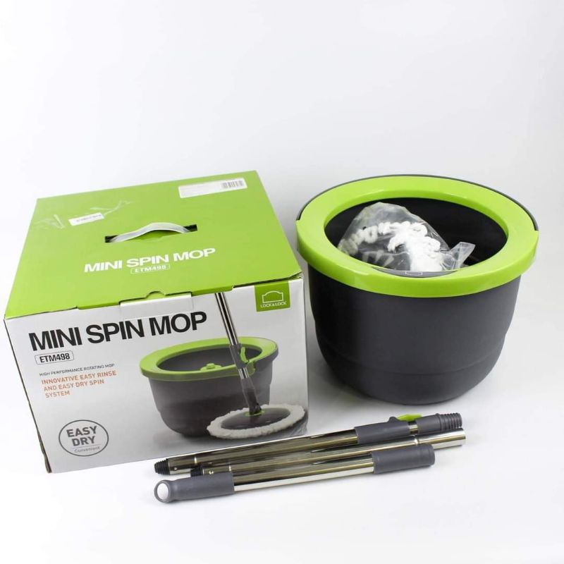 Bộ lau nhà LocknLock Mini Spin Mop ETM498 kèm 2 bông lau | Shopee Việt Nam