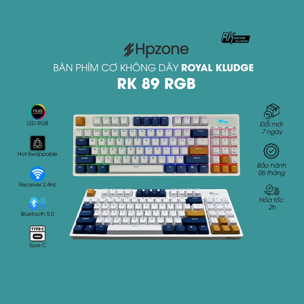 RK89 Bàn phím cơ không dây RK89 chính hãng Royal Kludge 89 phím ...