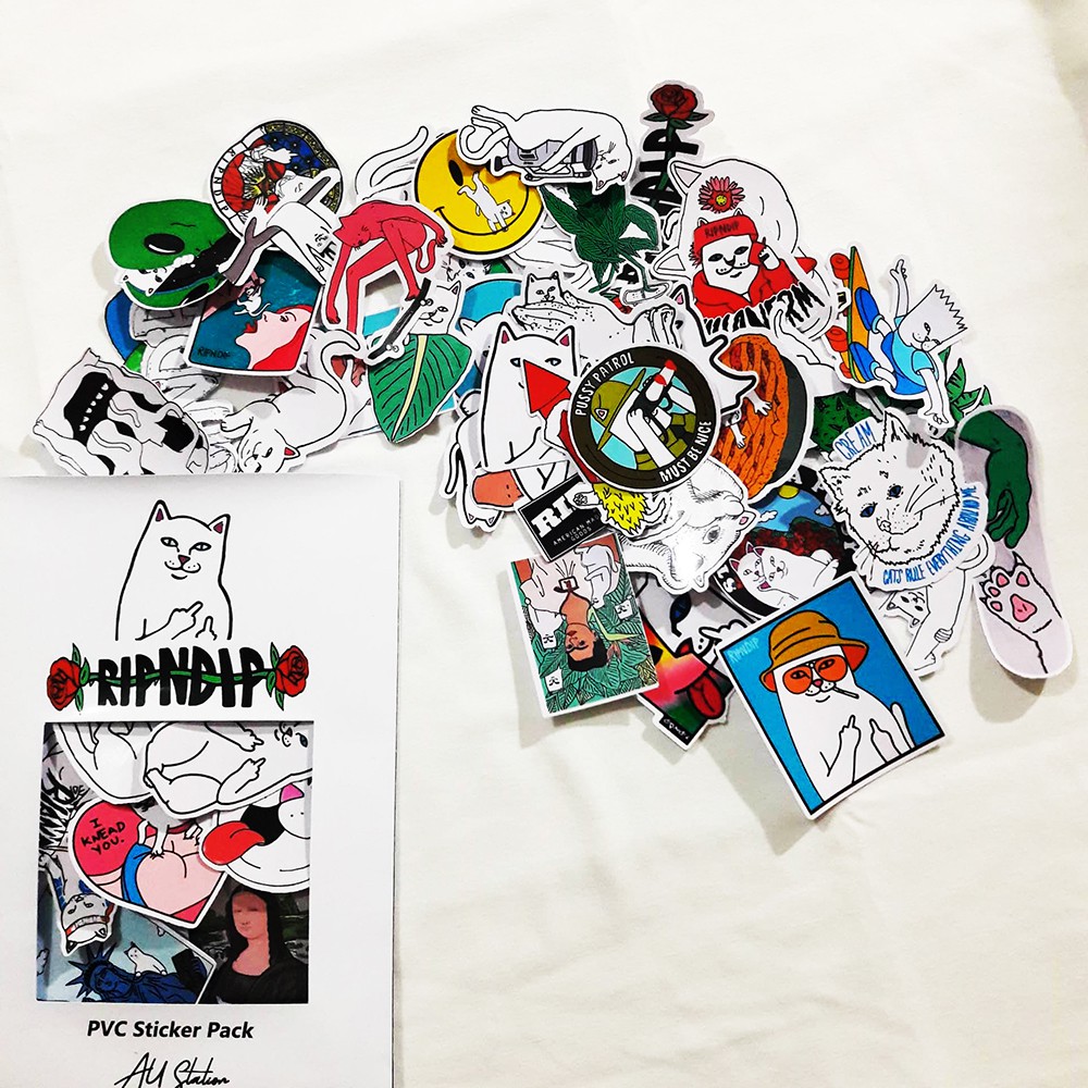 50 miếng decal Sticker RIPNDIP Nhựa PVC, không thấm nước, dán nón bảo ...