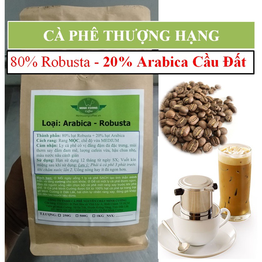 500gr Cafe nguyên chất Robusta phối Arabica tỉ lệ 8-2 Cà phê đắng vừa ...