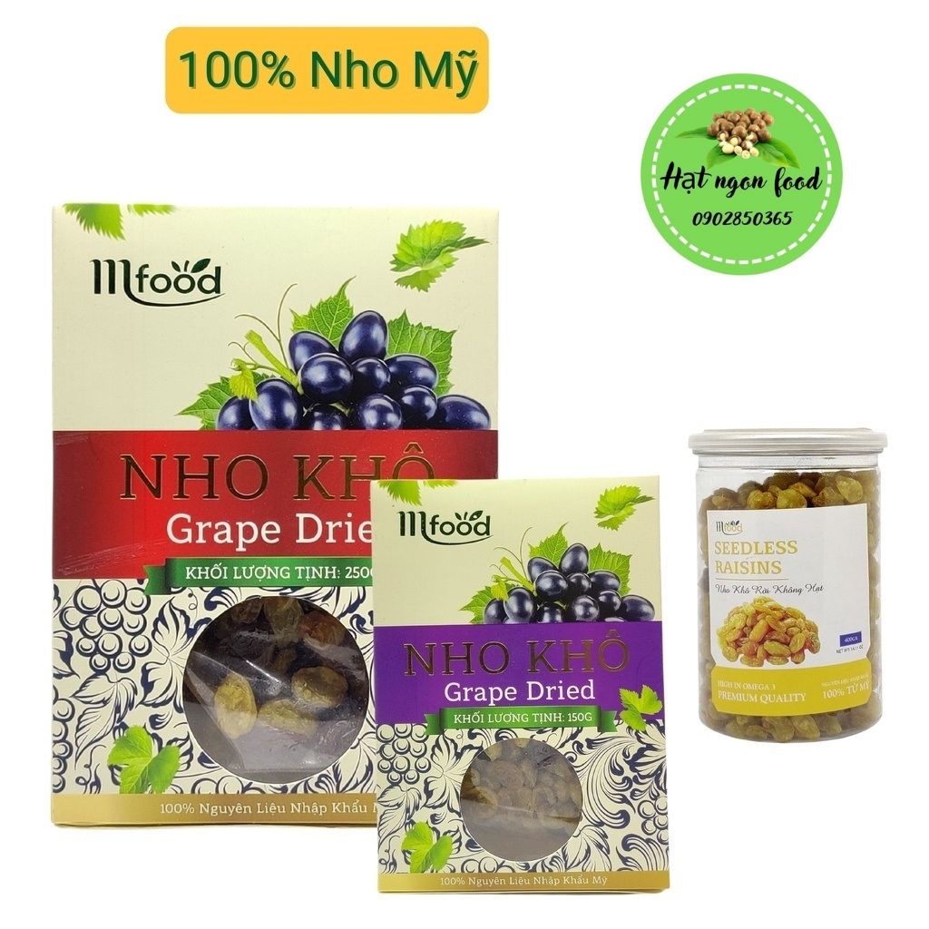 Nho khô Mỹ, nho khô không hạt hàm lượng dinh dưỡng cao hộp 150g/250g ...
