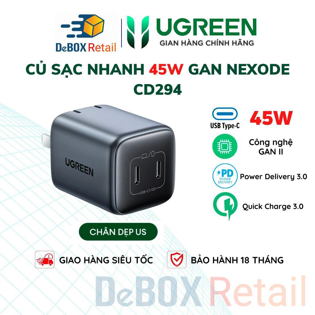 Củ sạc nhanh UGREEN 45W CD294 Nexode| Công nghệ GaN| 2 cổng Type C| BH ...