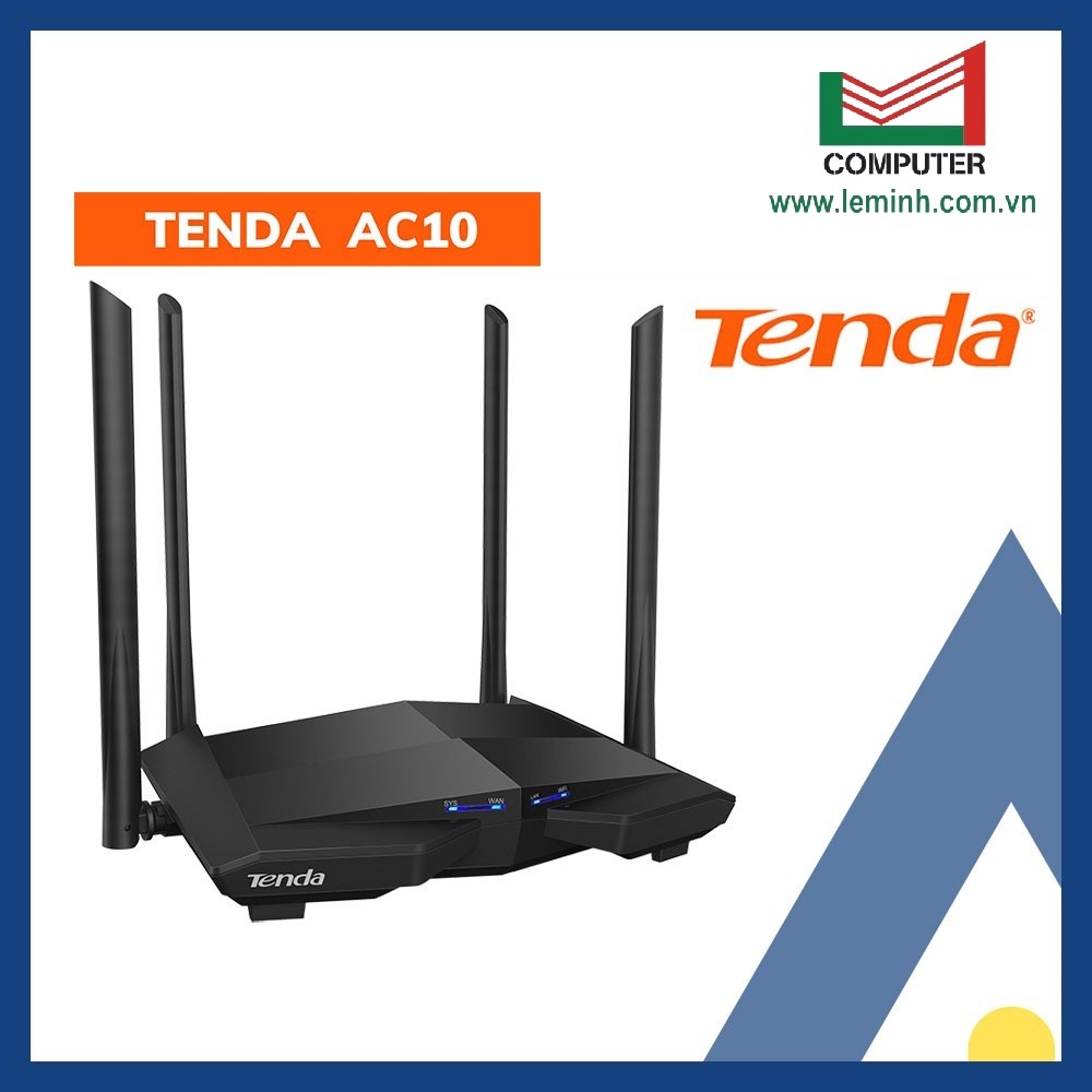 Phát Wifi Tenda AC10 Chính hãng (4 anten 5dBi, 1200Mbps, 2 băng tần 2 ...