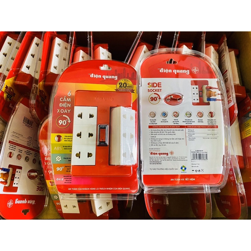 Ổ cắm xoay 90° Điện Quang ĐQ ESK RT 6RW( 6lỗ, màu đỏ trắng) | Shopee ...