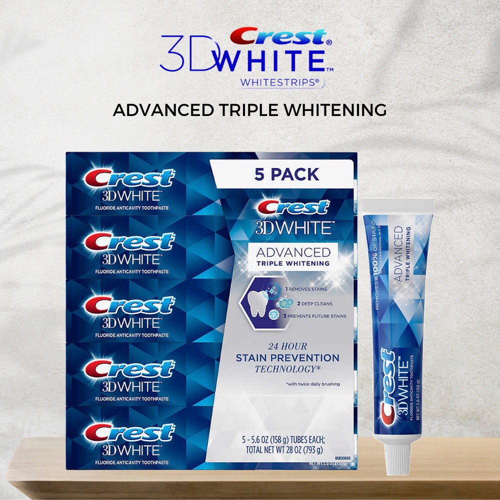 Kem đánh răng Crest 3D White Advanced Whitening Mỹ 158g | Shopee Việt Nam