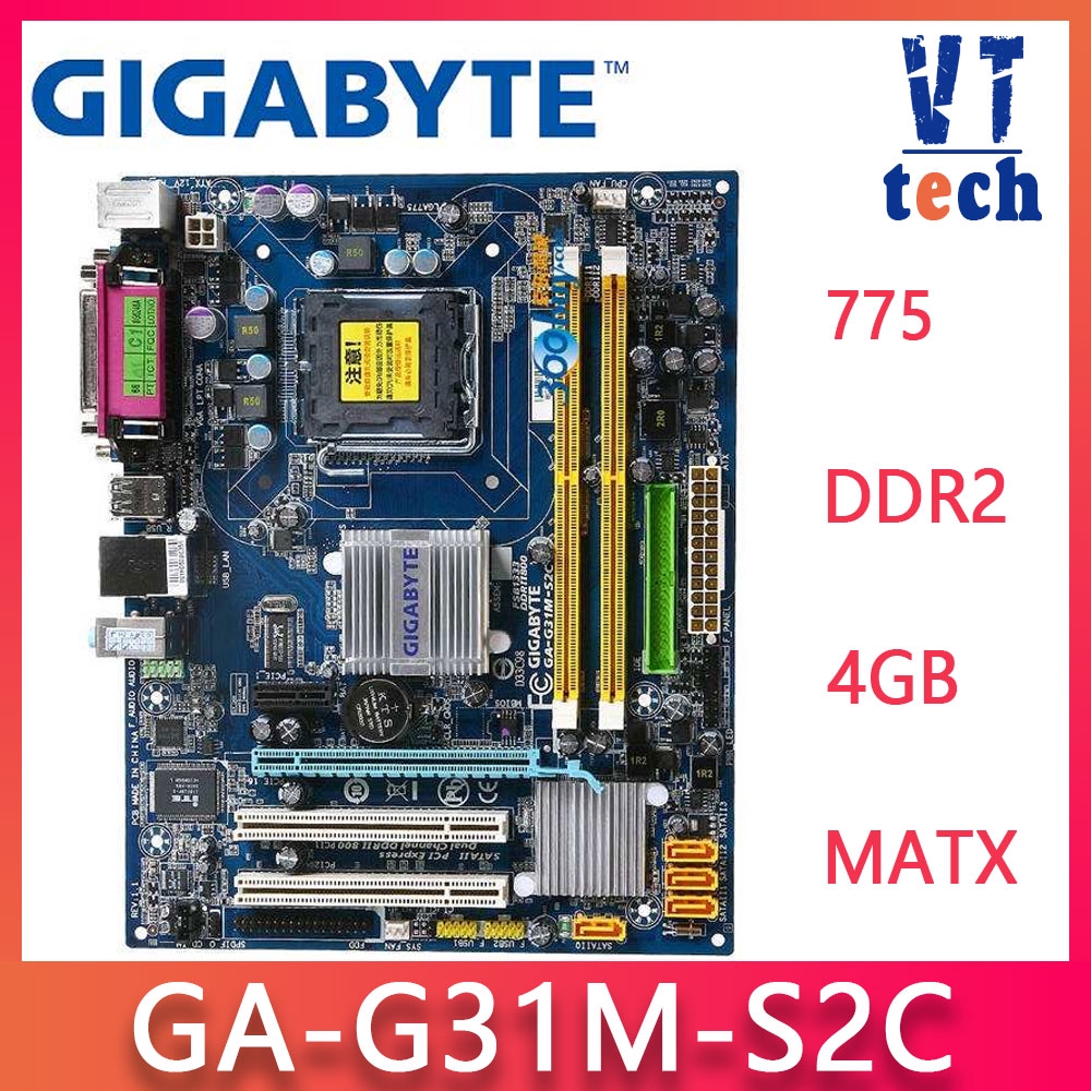 Bảng Mạch Chủ G31 Socket LGA 775 Cho Core 2 DDR2 4G Micro ATX GIGABYTE ...