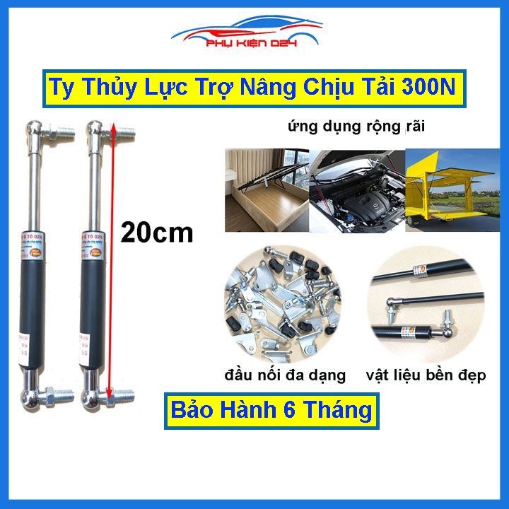 [300N-20cm] Bộ 2 ty thủy lực, ty cốp ô tô thanh chống nâng đẩy chịu tải 300N-30kg dài 20cm ...