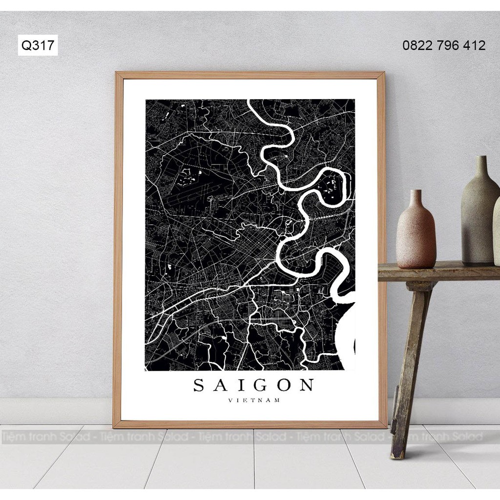Tranh canvas Sài Gòn Q317 decor tạo điểm nhấn không gian. Size khác khách liên hệ (Tặng kèm đinh ...