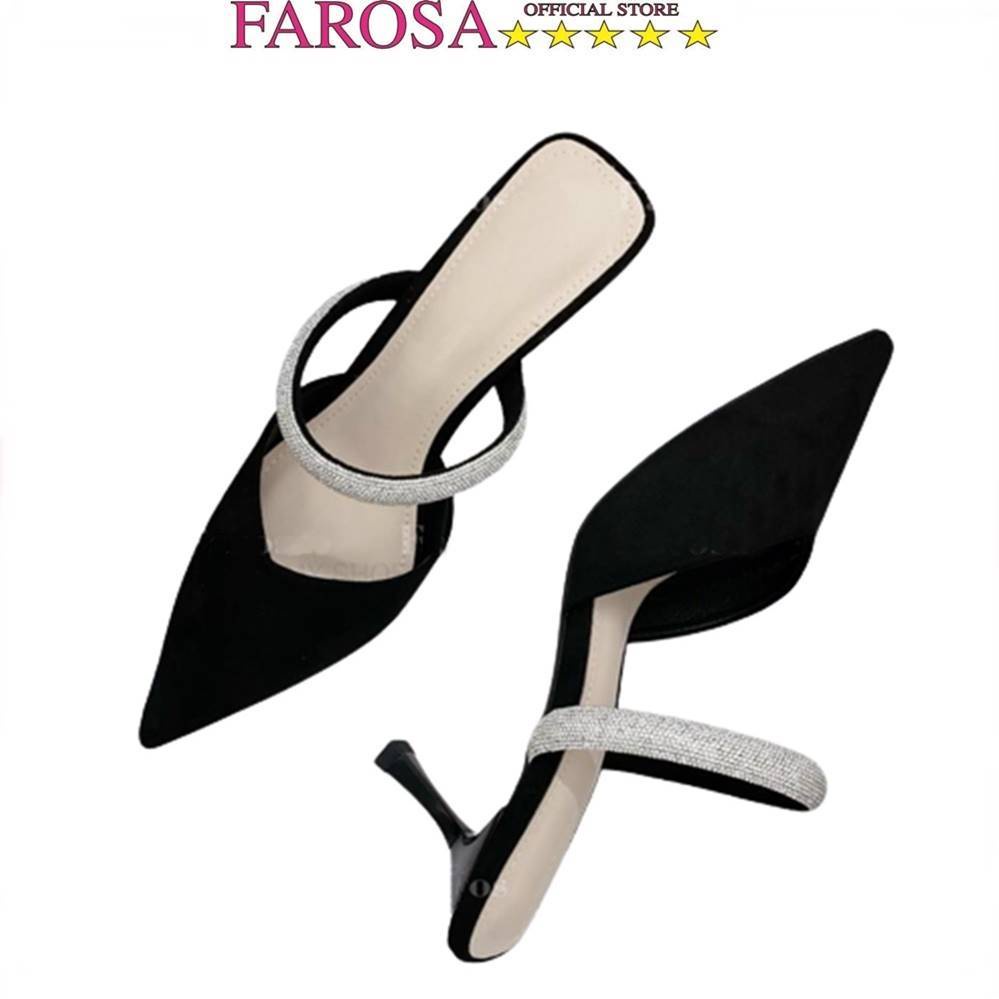 Giày sục nữ mũi nhọn FAROSA phối quai đính đá cực sang chảnh TH134 ...