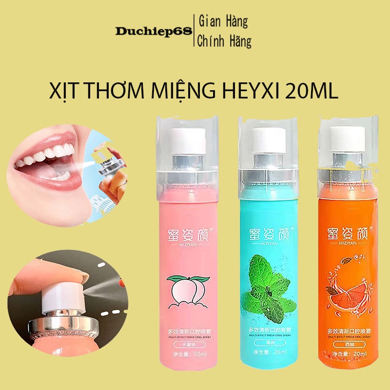 [Mẫu mới] Xịt Thơm Miệng Heyxi Hương Đào,Bạc Hà,Hương Cam 20Ml(Dạng ...