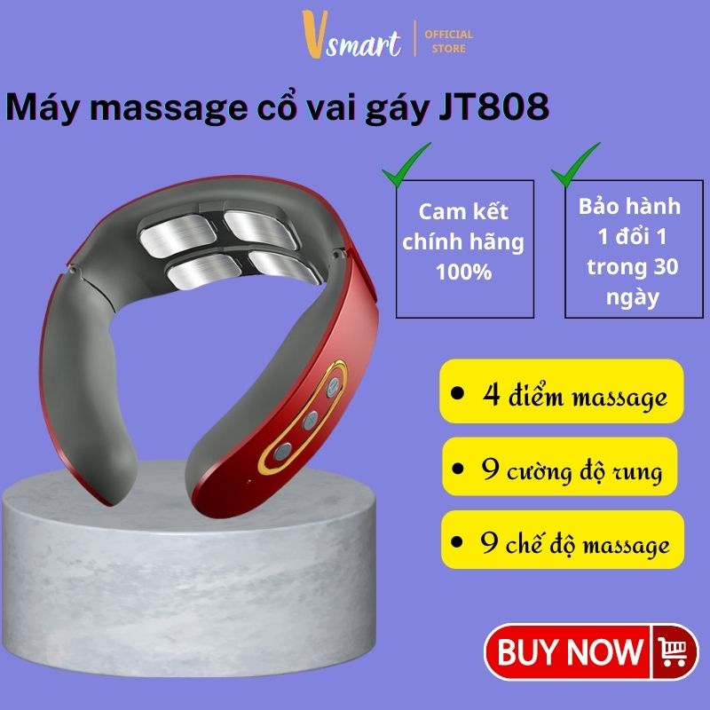 Máy massage cổ JT808 công nghệ xung điện không dây, thư giãn giảm đau điều chỉnh nhiệt hồng ...