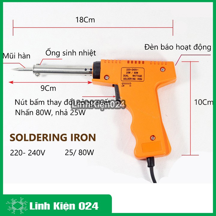 Mỏ Hàn Nhiệt Dạng Súng Soldering IRON Hai Chế Độ 25W-80W | Shopee Việt Nam