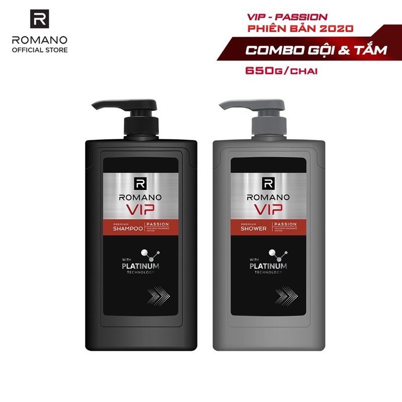 Dầu gội và Sữa tắm ROMANO VIP 650g | Shopee Việt Nam