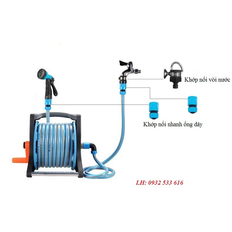 Bộ khung Rulo Cuộn Ống nước lionking kích thước 1/2" chiều dài 10M 15M ...