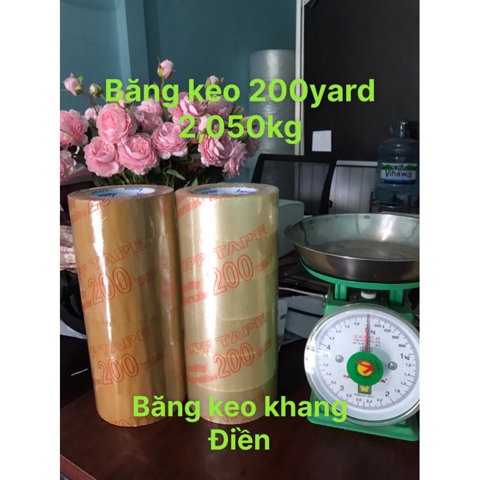 [Xả Kho]Băng keo trong, vàng đục dán thùng 200y ( 1,6kg/cây 6 cuộn). | Shopee Việt Nam
