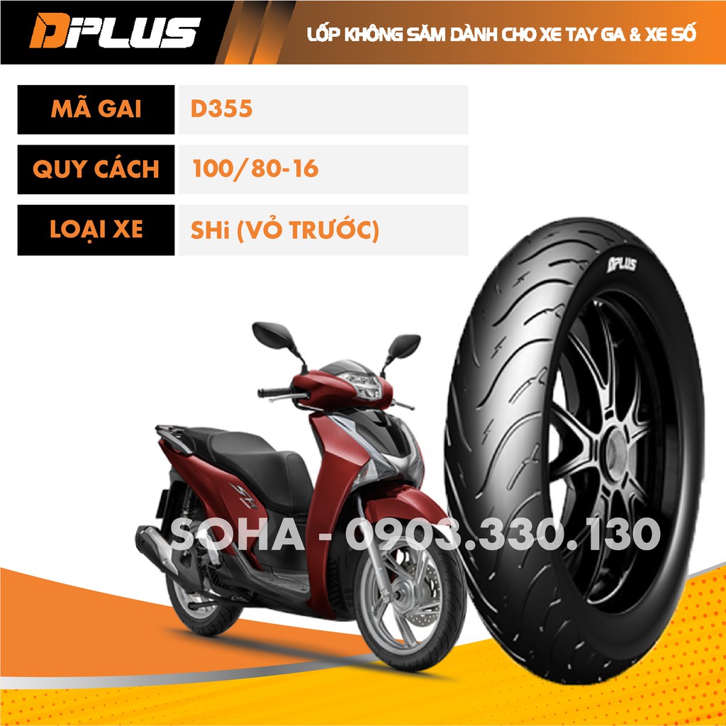 Vỏ/Lốp Trước Xe Honda SH (Không Ruột) 100/80-16 - D355 DPLUS | Shopee Việt Nam