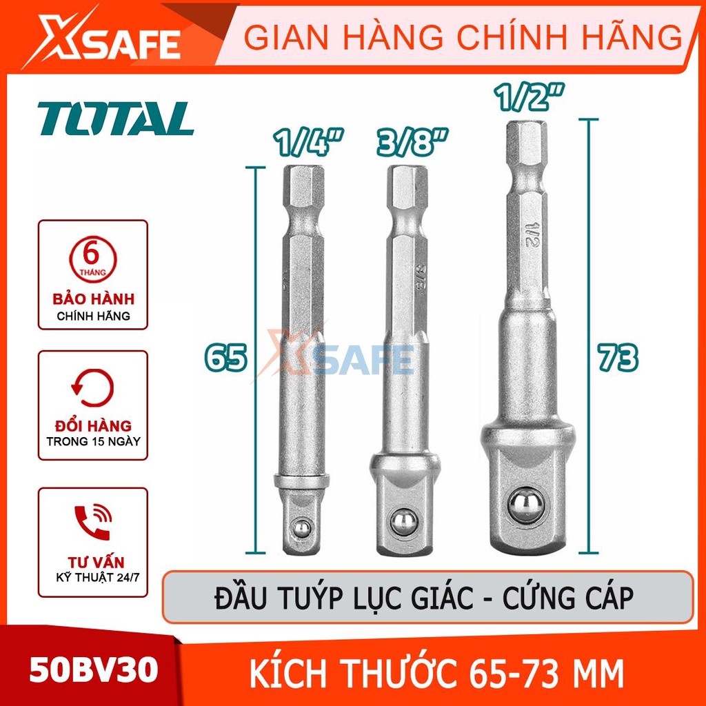 Bộ 3 đầu chuyển vặn tuýp TOTAL TAC273651 3 size 1/4", 3/8", 1/2", đầu ...