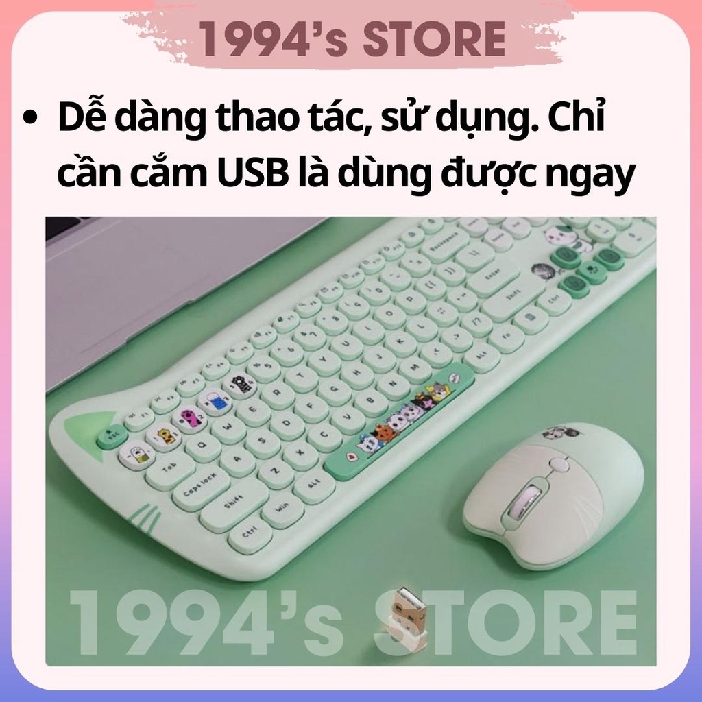 Combo bàn phím giả cơ và chuột MOFII Geezer KITTY CAT PLUS không dây ...