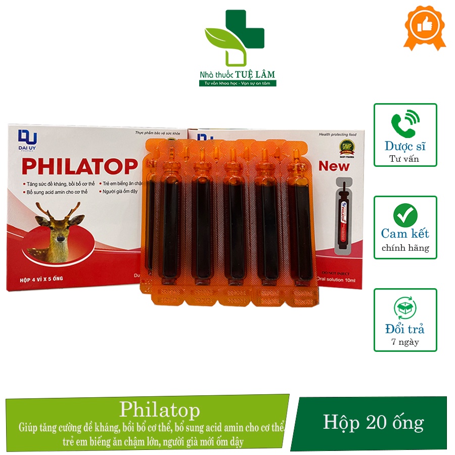 Philatop ống nhựa hộp 20 ống giúp tăng cường đề kháng, bồi bổ cơ thể hỗ ...