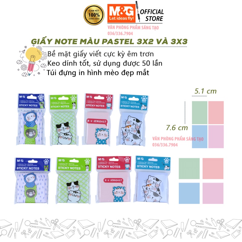 Giấy ghi chú | giấy nhớ | giấy Note màu pastel hình mèo cute siêu dính ...