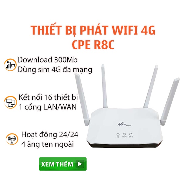 Bộ Phát Wifi 4G CPE R8 R300 MIXIE-LTE 4G II - Tốc Độ 300Mbps - Có Cổng LAN Nguồn 5A Dùng Đa Mạng ...