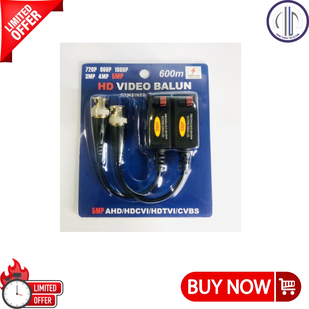 Balun camera jack video balun cho camera chống nhiễu 1080p 2mp 5mp 8mp ...