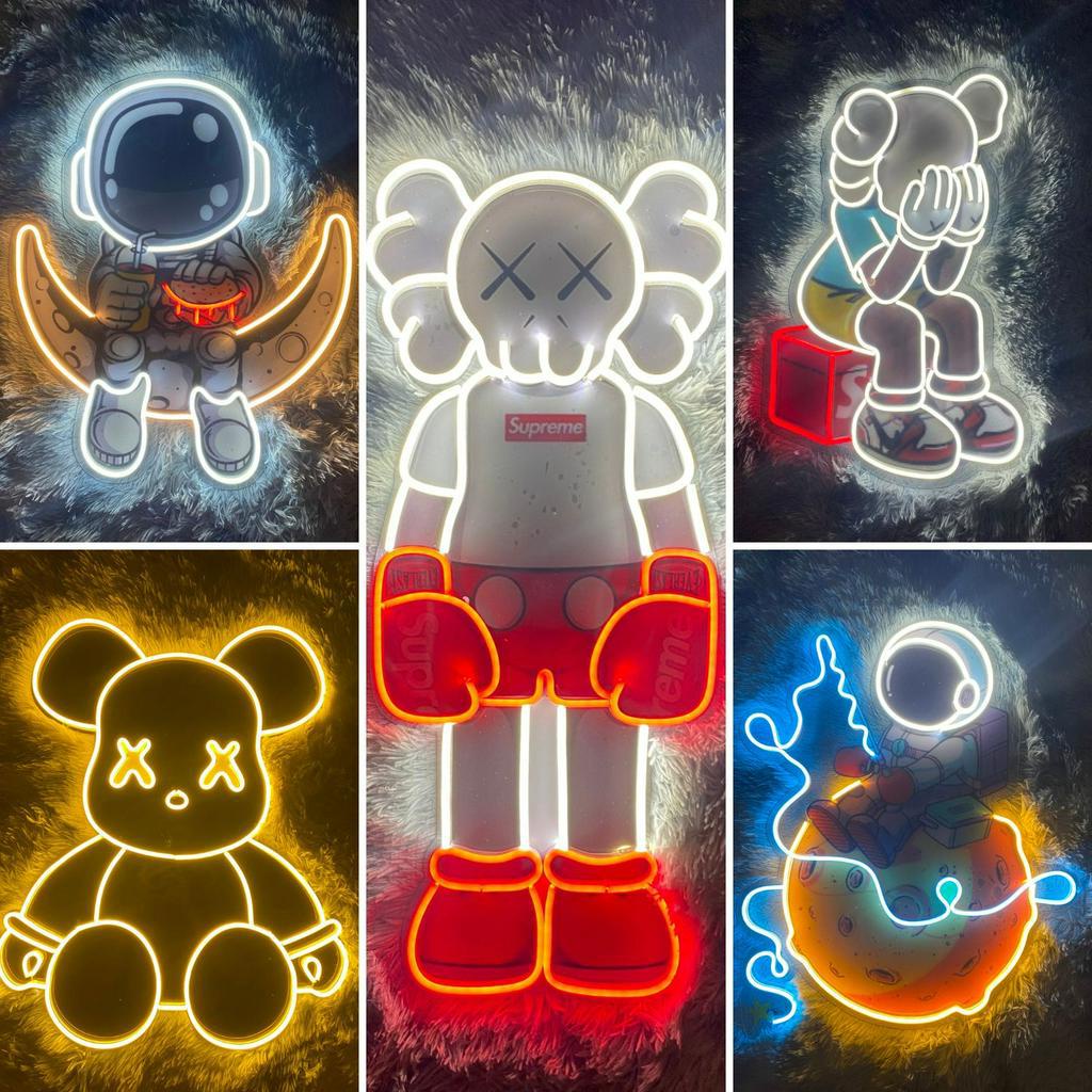 Tranh bearbrick/ Kaws Kết Hợp Neon Sign Treo Tường Phòng Khách/ Game ...