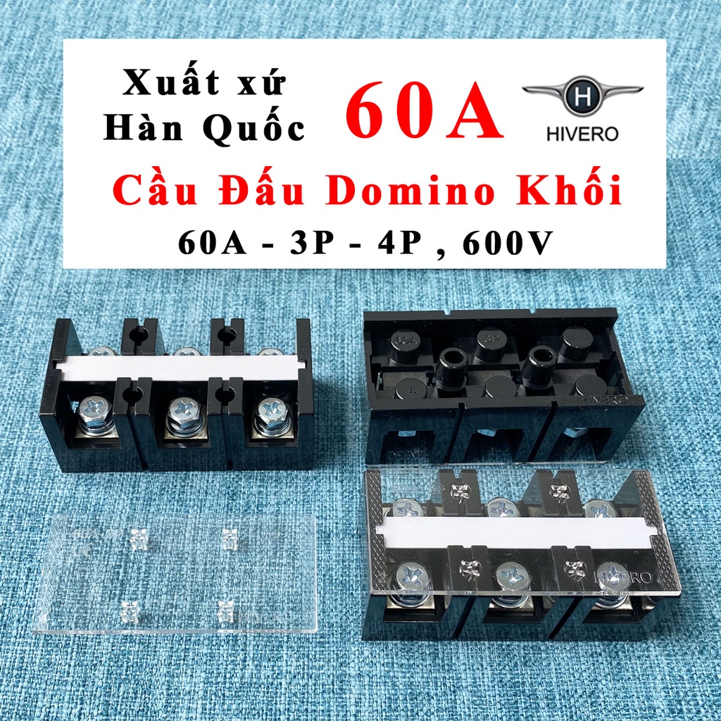 Domino khối 60A Hivero Hàn Quốc - Cầu đấu khối 60A, mã HFTB-603 3P (3 cực), HFTB-604 4P (4 cực ...