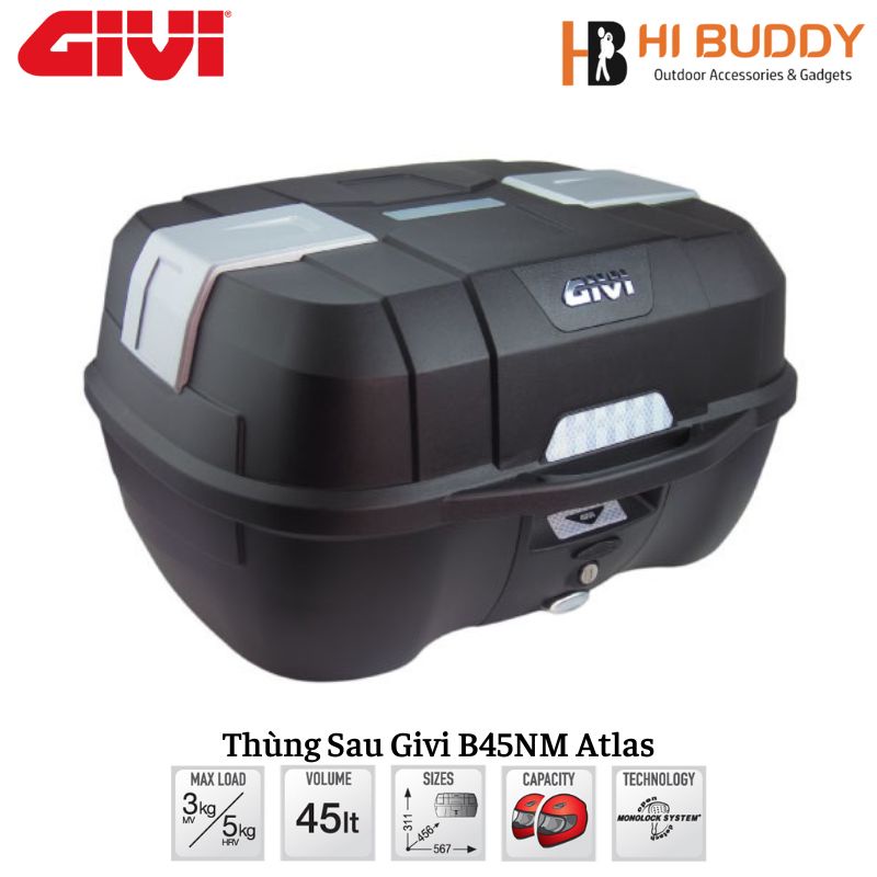Thùng Sau GIVI B45NM Atlas 45L - Kèm Đế Lắp Thùng MP70N | Sức Chứa 2 Mũ Fullface | Shopee Việt Nam