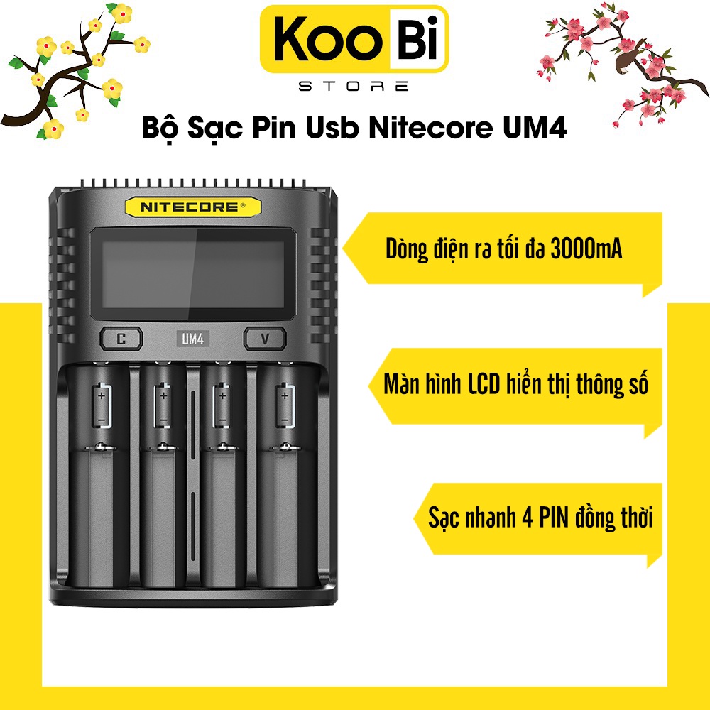 Sạc pin – UM4 – Nitecore – Sạc pin IMR/Li-ion/LiFePO4, Ni-MH/Ni-Cd (Đầu ...
