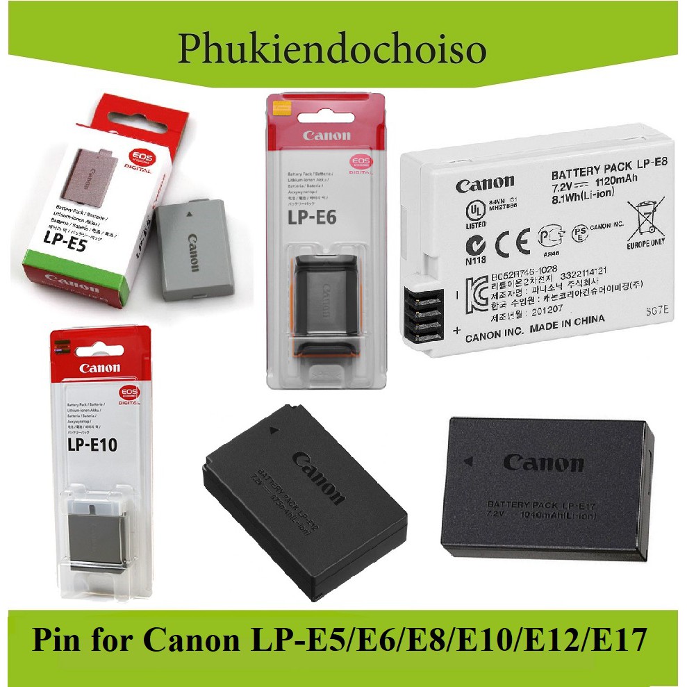 Pin máy ảnh Canon LP-E5/E6/E8/E10/E12/E17/NB-13L/BP-511A | Shopee Việt Nam