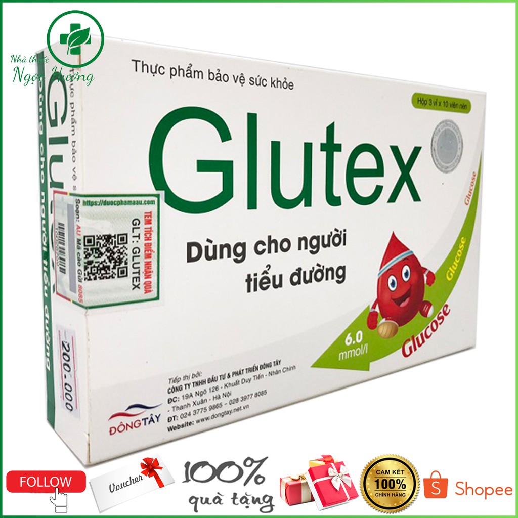GLUTEX ( chính hãng) hỗ trợ đường huyết hộp 30 viên | Shopee Việt Nam