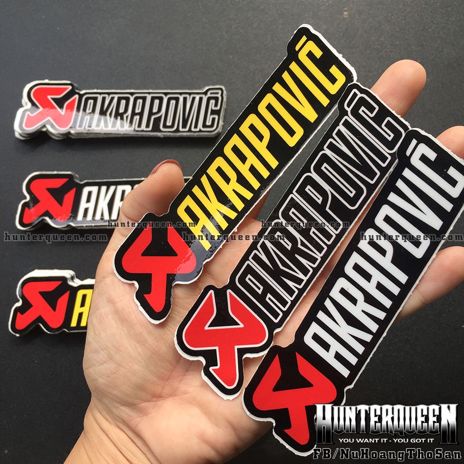 Logo Akrapovic nhiều mẫu màu [12x3.2cm]. Decal sticker hình dán xe máy ...