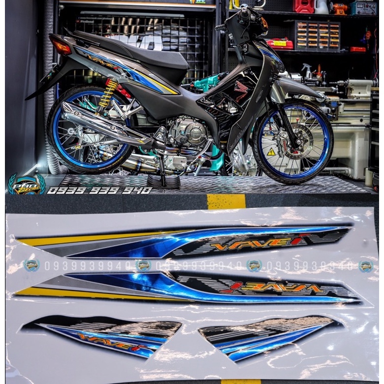 Tem wave alpha 110cc , tem ghép xanh candy , cho xe màu xám | Shopee ...