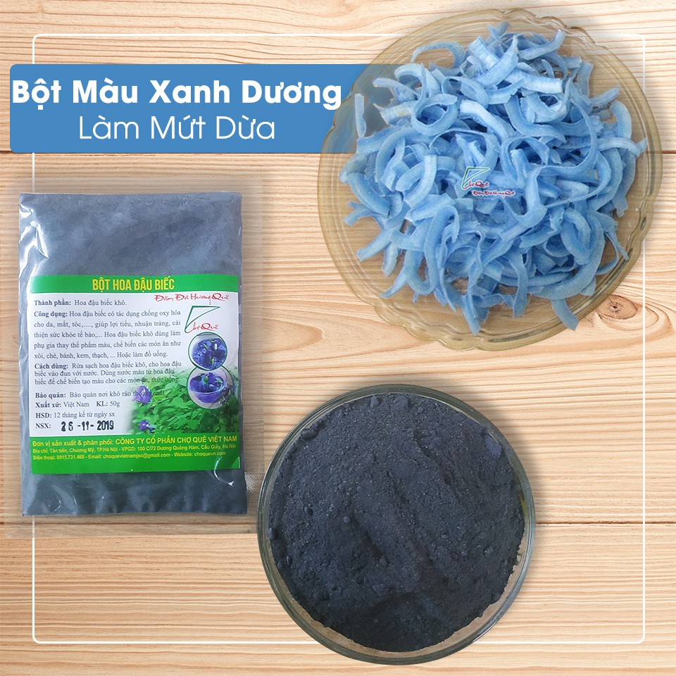 Bột Hoa đậu Biếc Gói 50gr Nguyên Chất 100 Từ Hoa đậu Biếc Chuyên Dùng Tạo Màu Thực Phẩm Xôi