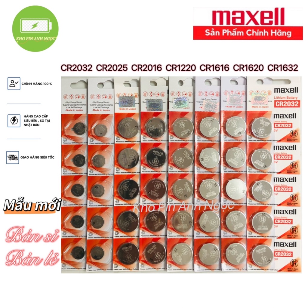 Pin CR2032 / CR2025 / CR2016 / CR1616/ CR1620/ CR1632/ CR1220 Maxell ...