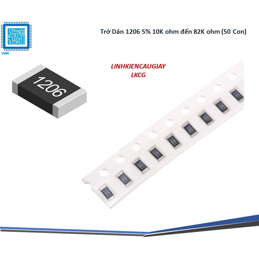 Trở Dán 1206 5% 10K ohm đến 82K ohm (50 Con) | Shopee Việt Nam