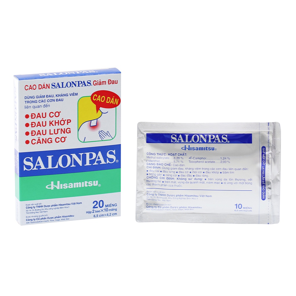 Miếng dán Salonpas giảm đau cơ (Hộp 20 miếng) - Nhà thuốc Amipharma ...
