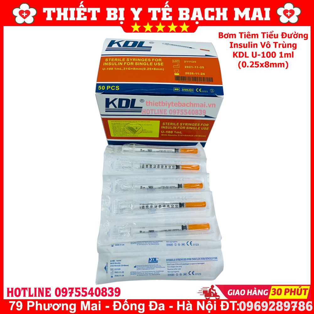 Bơm Tiêm Insulin Tiêm Tiểu Đường, Thẩm Mỹ KDL U100 -1ml ,U100-0.5ml , U100-0.3ML ,U40-1ML [Hộp ...