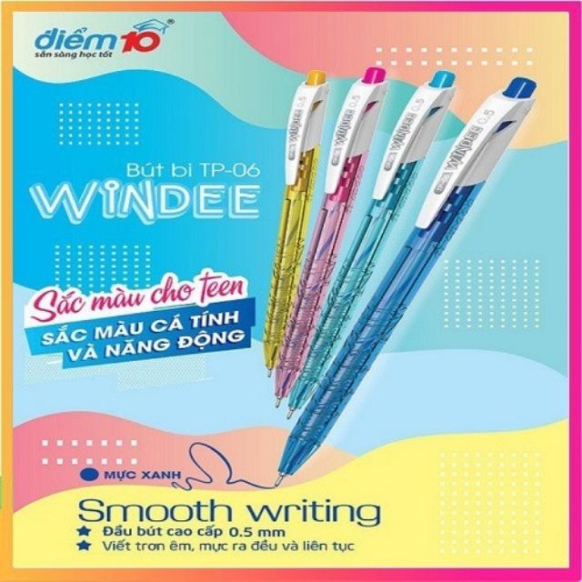HỘP 20 BÚT BI WINDEE ĐIỂM 10 MỰC XANH | Shopee Việt Nam