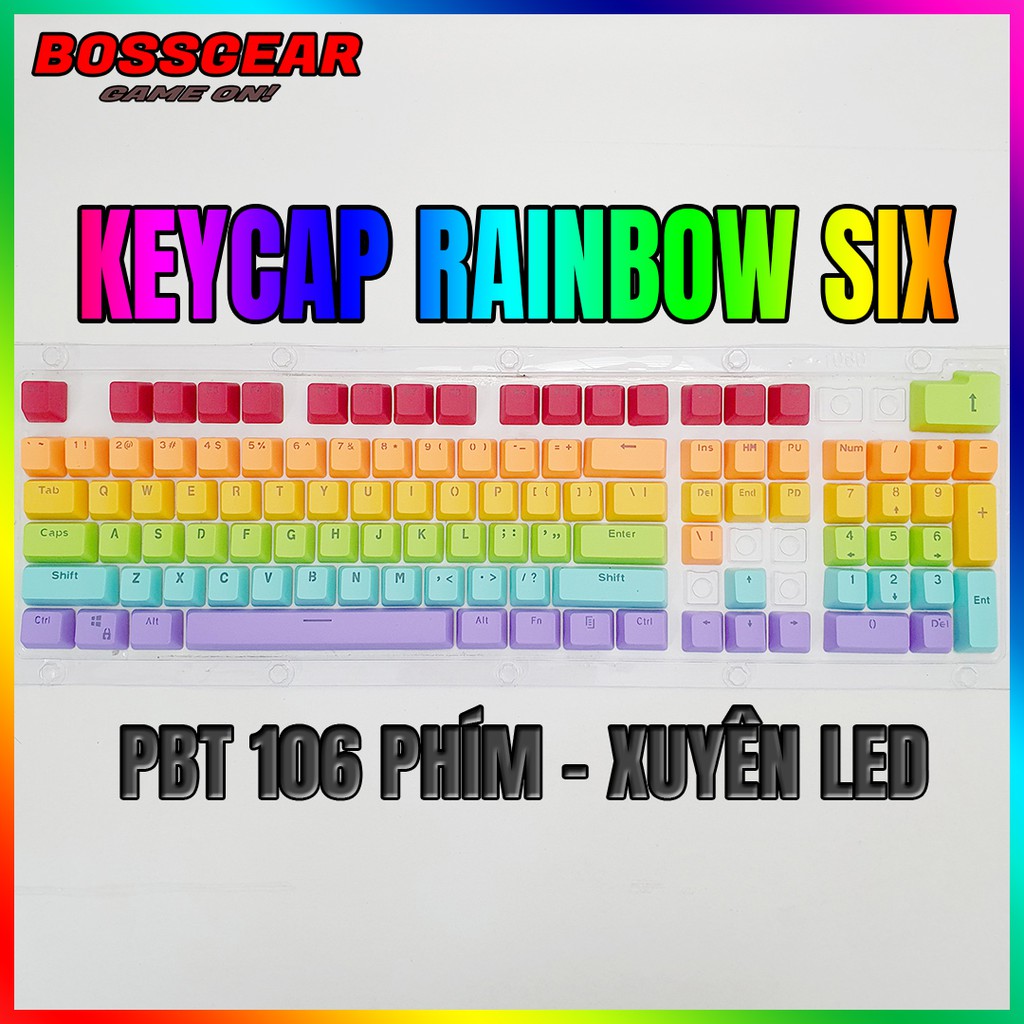 Bộ Keycap PBT 106 Phím Rainbow Six Double Shot Xuyên LED ( OEM Profile ...