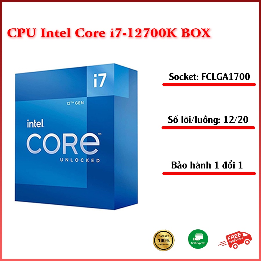 CPU Intel Core i7-12700K BOX (25M Cache, up to 5.00 GHz, 12C20T, Socket 1700) | Shopee Việt Nam