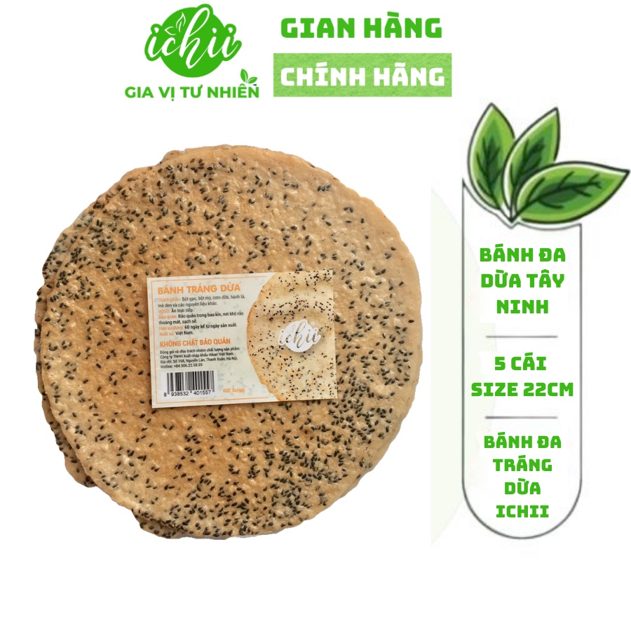 Bánh đa Dừa Tây Ninh Bánh đa Tráng Dừa Ichii 1 Bịch 5 Cái Size Lớn