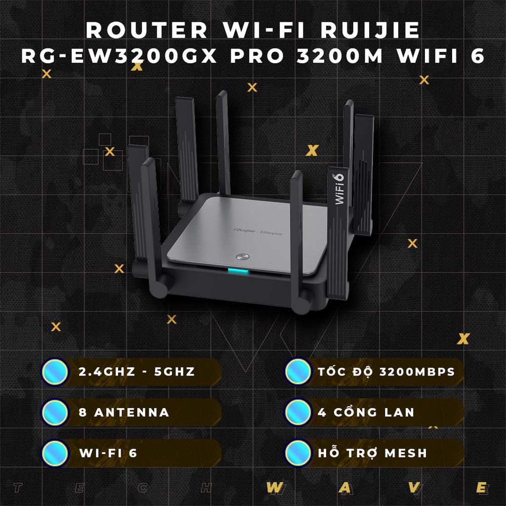 Thiết bị phát wifi RUIJIE RG-EW3200GX PRO 3200M Wi-Fi 6 8 ăng ten hỗ ...