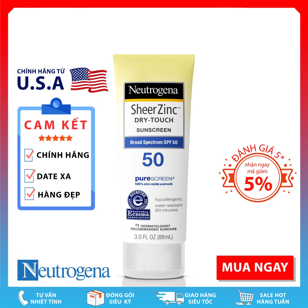 Kem Chống Nắng Neutrogena Sheer Zinc Dry Touch Sunscreen Broad Spectrum