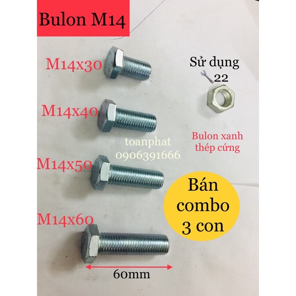 3 con bulon + tán M14| size M14x30 /M14x40/ M14x50/ M14x60 mm | Shopee ...