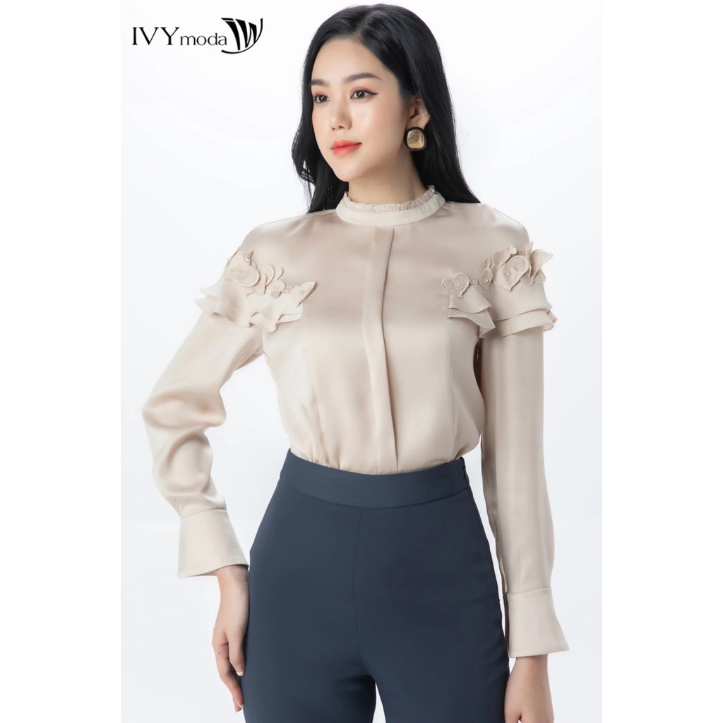 Áo lụa nữ đính trái tim IVY moda MS 17M7021 | Shopee Việt Nam