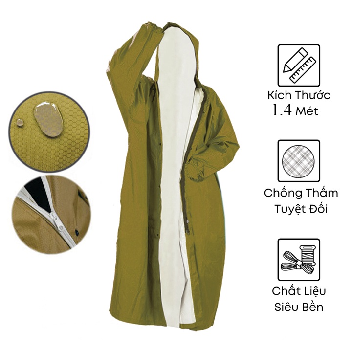 Áo Mưa Măng Tô Da Cá Dây Kéo Trước Vải Dù Cao Cấp PUKITO RAINCOAT ( Bộ ...
