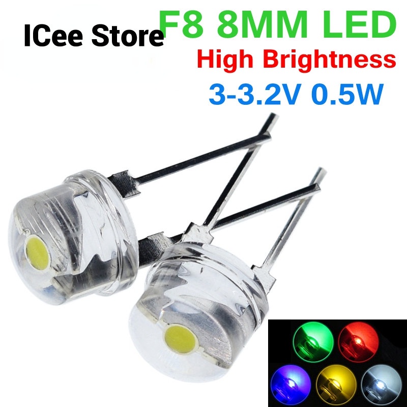 Bộ 50 Đèn LED F8 8mm 0.5W Siêu Sáng Trong Suốt | Shopee Việt Nam